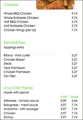 Menu at Silva's BBQ, Mississauga