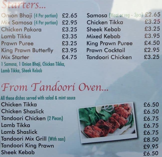 Menu at Red Rose fast food, London, 554 Kingston Rd