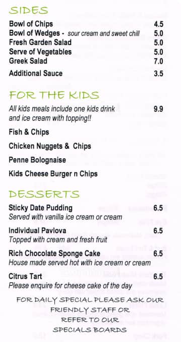 Menu at York Hotel restaurant, Granton