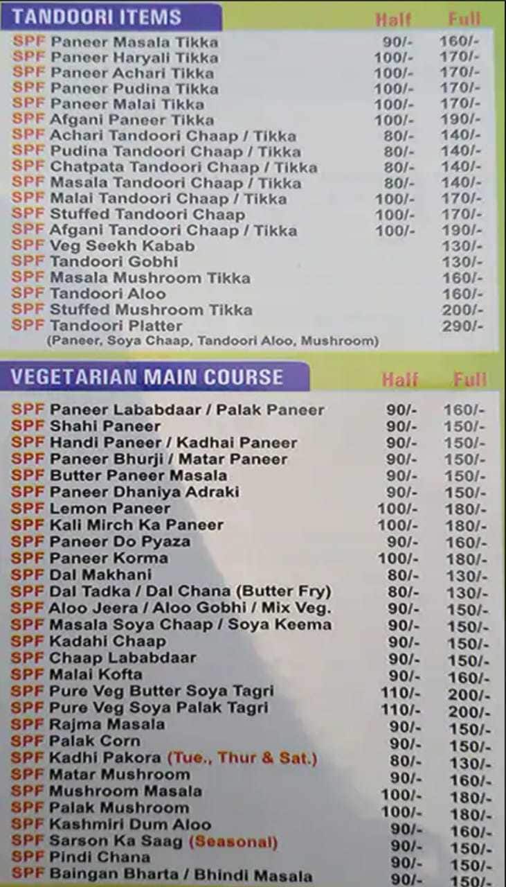 Menu of Chotiwala Hotel, Khanpur, New Delhi