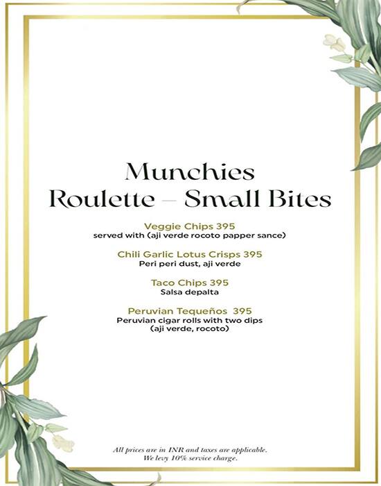 Menu of Coba, Vasant Kunj, New Delhi