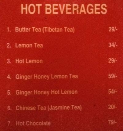 Menu at Kalsang, Dehradun, Dehradun