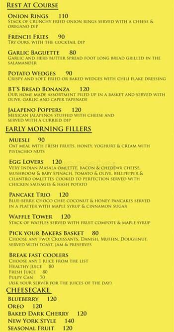 Menu at Banyan Tree Cafe, Mumbai