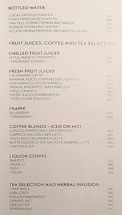 Menu at Cafe Ilang-Ilang, Manila