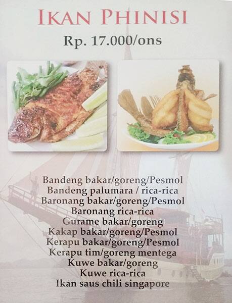 Carta del restaurante Phinisi Resto Khas Makasar, South Jakarta