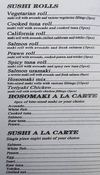 Menu at Asukatei restaurant, Balwyn