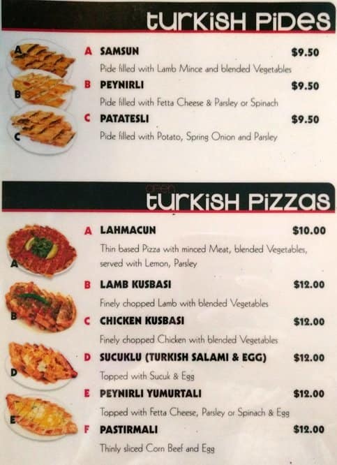 Menu at Roxy Kebab restaurant, Coolaroo