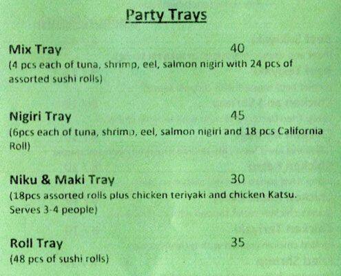 Menu at Tengu Sushi restaurant, San Jose, 111 Paseo de San Antonio