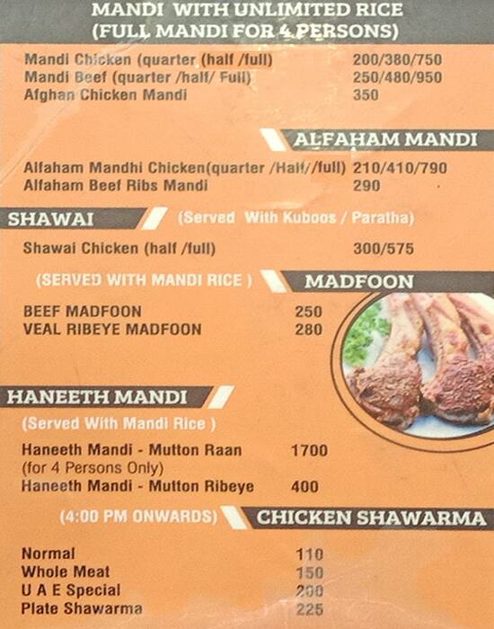 Menu at The UAE - The Uptown Arab Eatery, Coimbatore