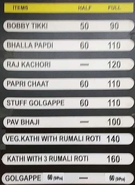 Menu of Bobby Tikki Wala, Laxmi Nagar, New Delhi