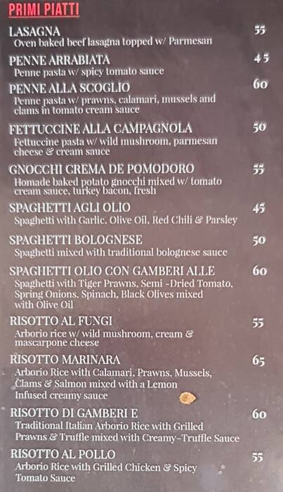 Menu at Mamma's Pizza, Dubai, Marina Walk