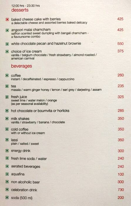 Menu at Flow - The Gateway Hotel, Surat