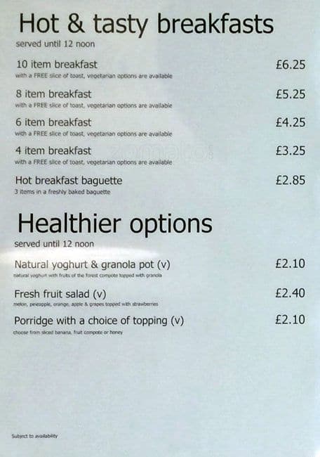 Menu at Debenhams Restaurant, London, Centre Court Shopping Centre