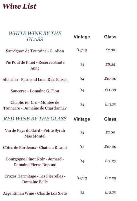 Menu at Cheyne Walk Brasserie pub & bar, London, 50 Cheyne Walk