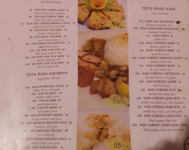 Menu at Resto Kencana restaurant, Bogor, Suryakencana St No.143