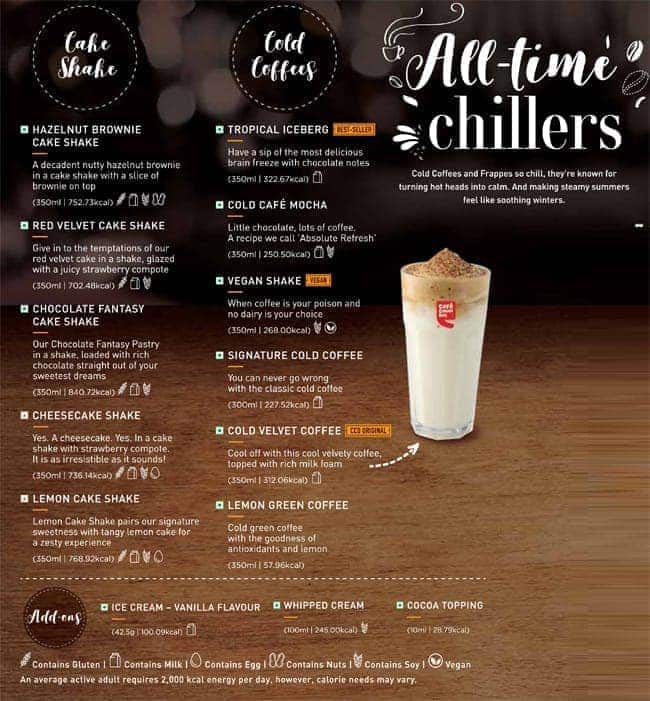 Coffee day menu store
