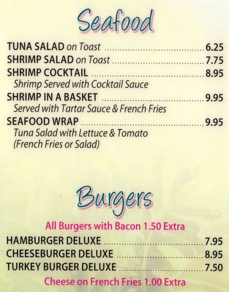 Menu at The Oasis Cafe, New York City, 196-30 Northern Blvd
