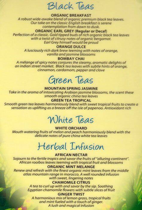 Menu at The Oasis Cafe, New York City, 196-30 Northern Blvd