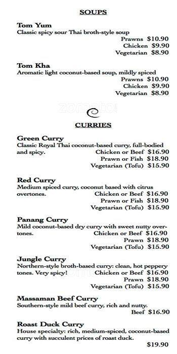 Menu at Noi's Thai Restaurant, Lithgow
