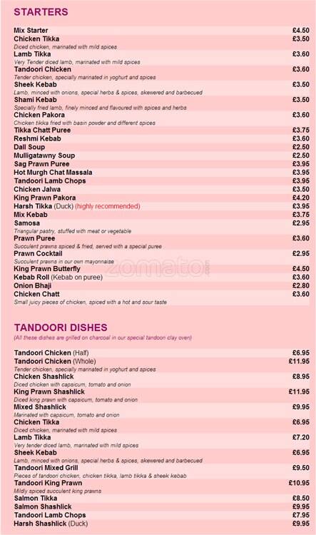 Menu at British Raj Crayford restaurant, Dartford, 68 Crayford High St