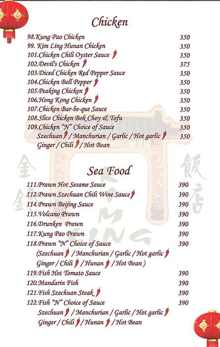 Menu at Kim Ling Specialty Chinese Restaurant, Chennai, AC -2