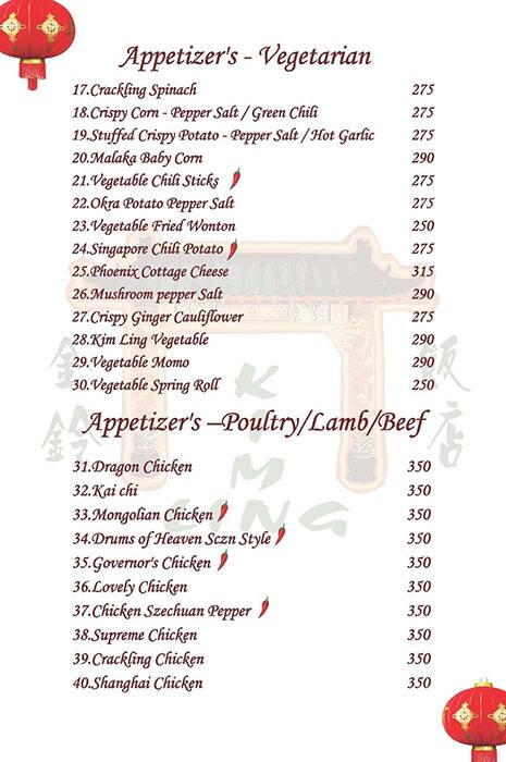 Menu at Kim Ling Specialty Chinese Restaurant, Chennai, AC -2