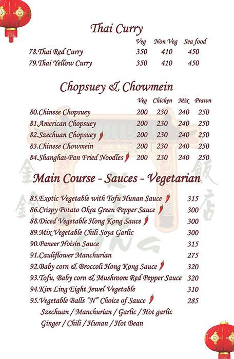 Menu at Kim Ling Specialty Chinese Restaurant, Chennai, AC -2