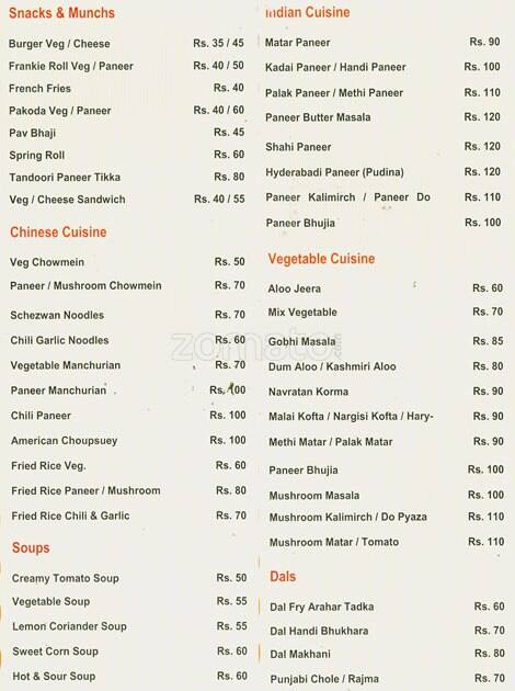 Menu at Chatkara Delight, Lucknow