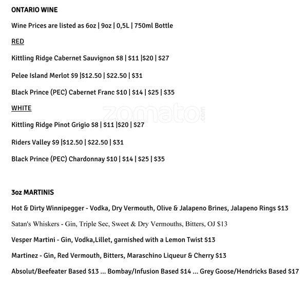 Menu at The Paddock Tavern pub & bar, Toronto