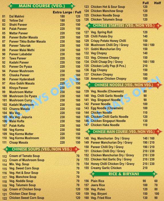 Menu at Punjabi Zaika Restaurant, Delhi, A-18-19