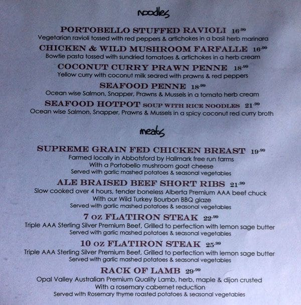Menu at Vault Restaurant, Surrey