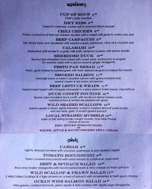 Menu at Vault Restaurant, Surrey