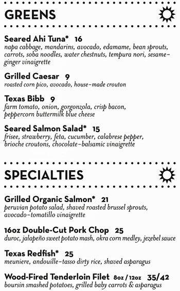 Menu at Foxhole Culinary Tavern desserts, Austin