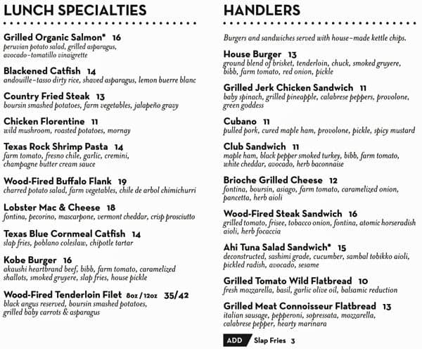 Menu at Foxhole Culinary Tavern desserts, Austin