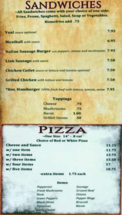 Menu at Northfield Inn Restaurant & Lounge, Northfield, Northfield Rd