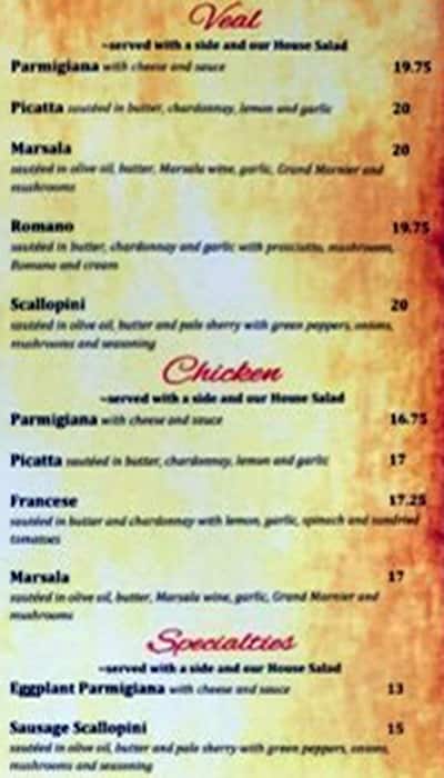 Menu at Northfield Inn Restaurant & Lounge, Northfield, Northfield Rd
