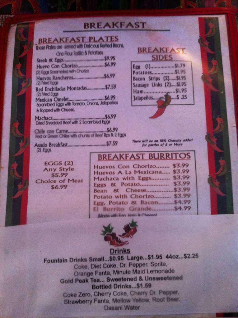Rojas Mexican Grill & Restaurant Menu - Urbanspoon/Zomato