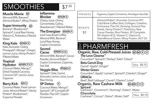 Menu at Peoples Rx, Austin's Wellness Headquarters, Austin, Westbank Dr