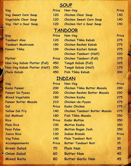 Menu of Marhaba, Dhakuria, Kolkata