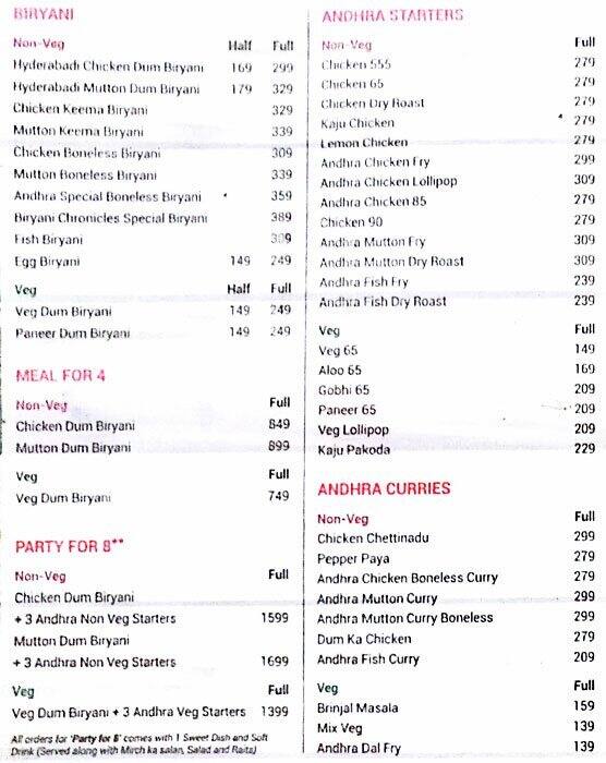 Hyderabadi Biryani and Kebabs Corner Menu - Zomato