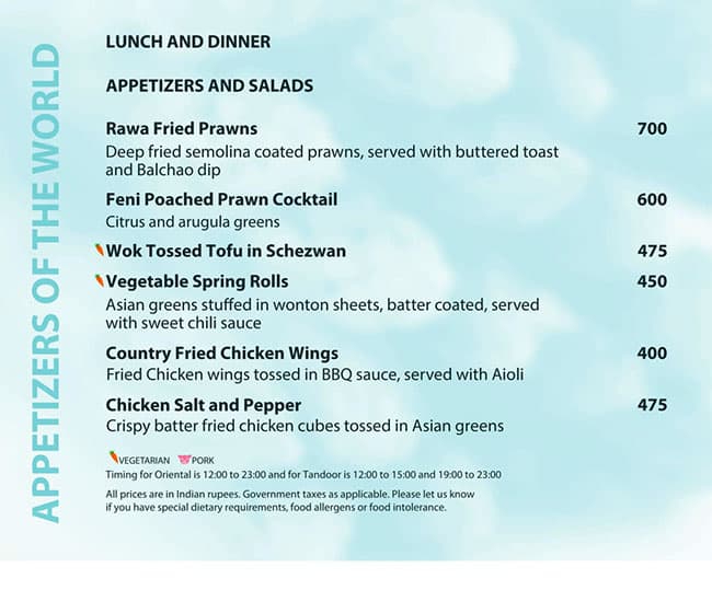 Menu at Latest Recipe, Candolim, Hotel Le Meridien