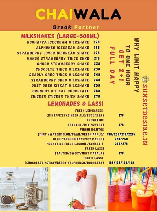Menu of Chaiwala, Phase 5, Mohali