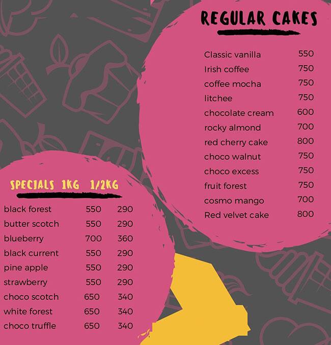 Menu of Kaveri Cake Spot, Porur, Chennai