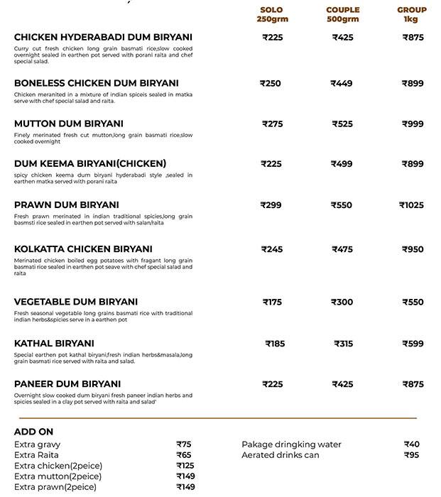 Menu of Biryani Tales, Lajpat Nagar 3, New Delhi