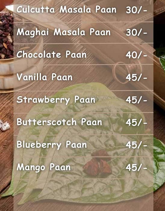 Menu of Paan & Waffle Cafe, Ravet, Pune