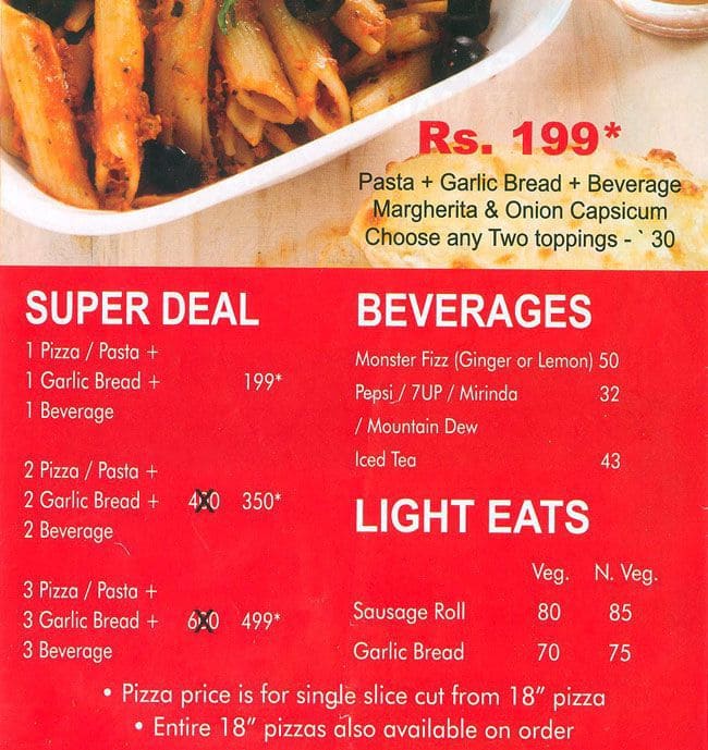 Menu at Chicago Pizza, Mumbai, Phoenix Market City