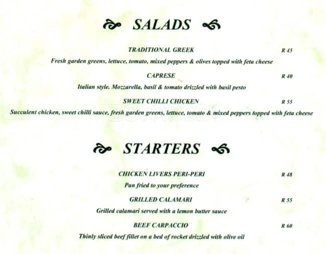 Menu at Huddle 19 pub & bar, Johannesburg, 121 Club Street