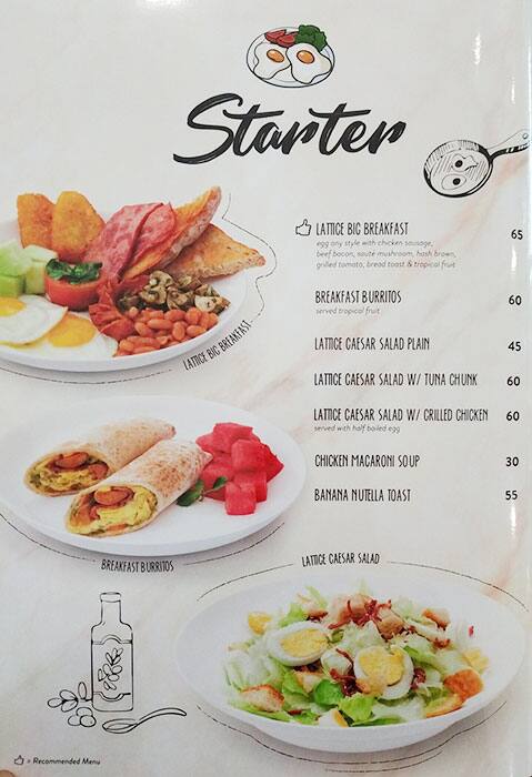 Menu at Lattice Cafe, Jakarta, Deutschebank Building