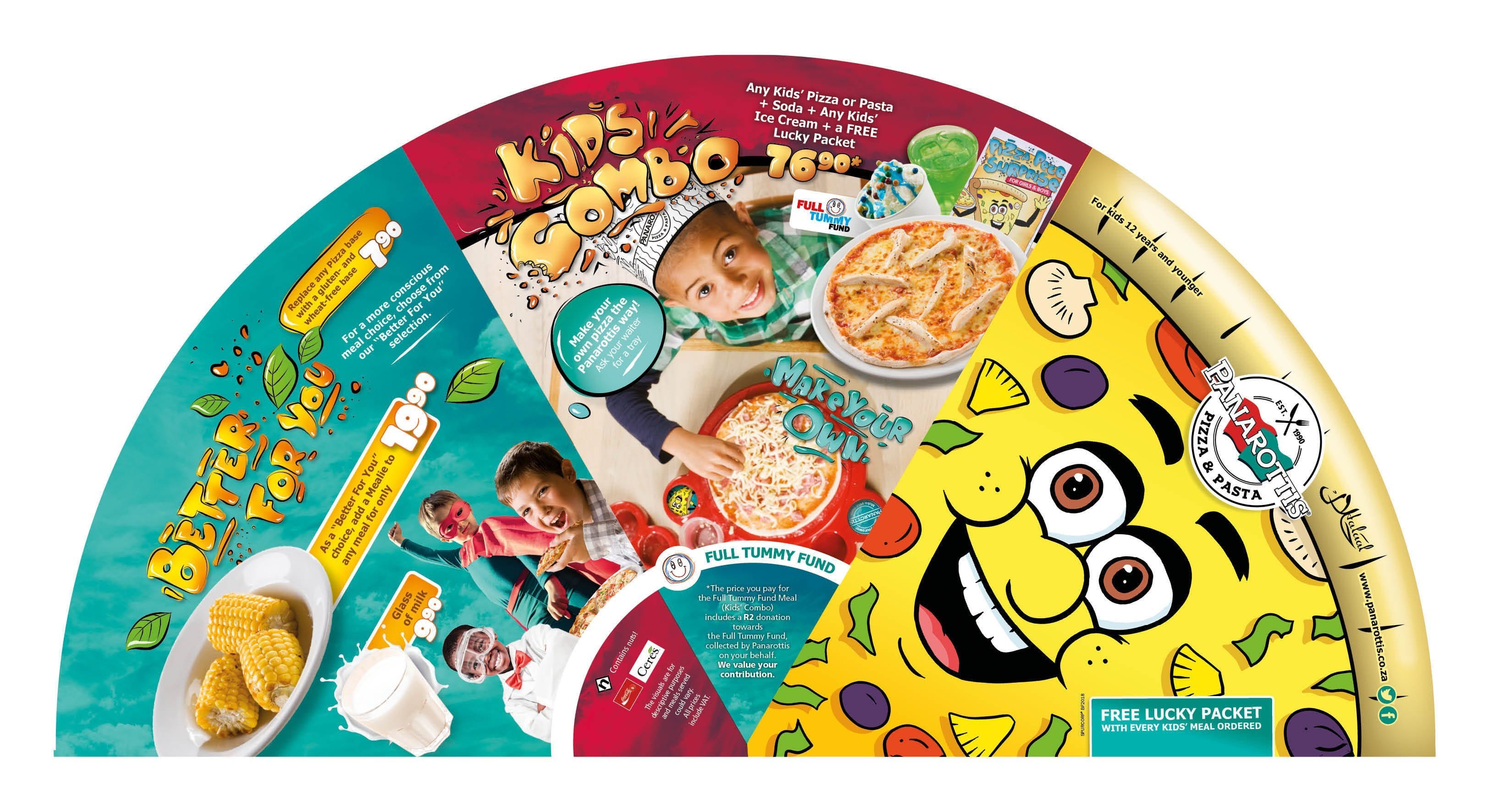 Menu at Panarottis North Beach pizzeria, Durban