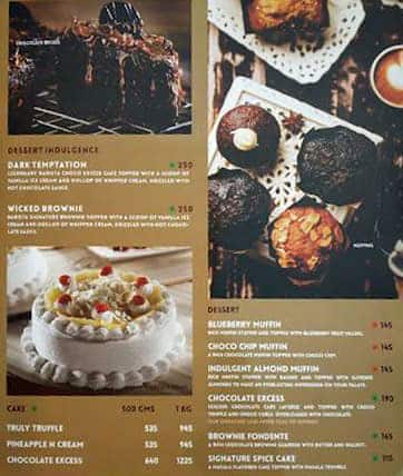 Menu of Barista Coffee, Sector 35, Chandigarh